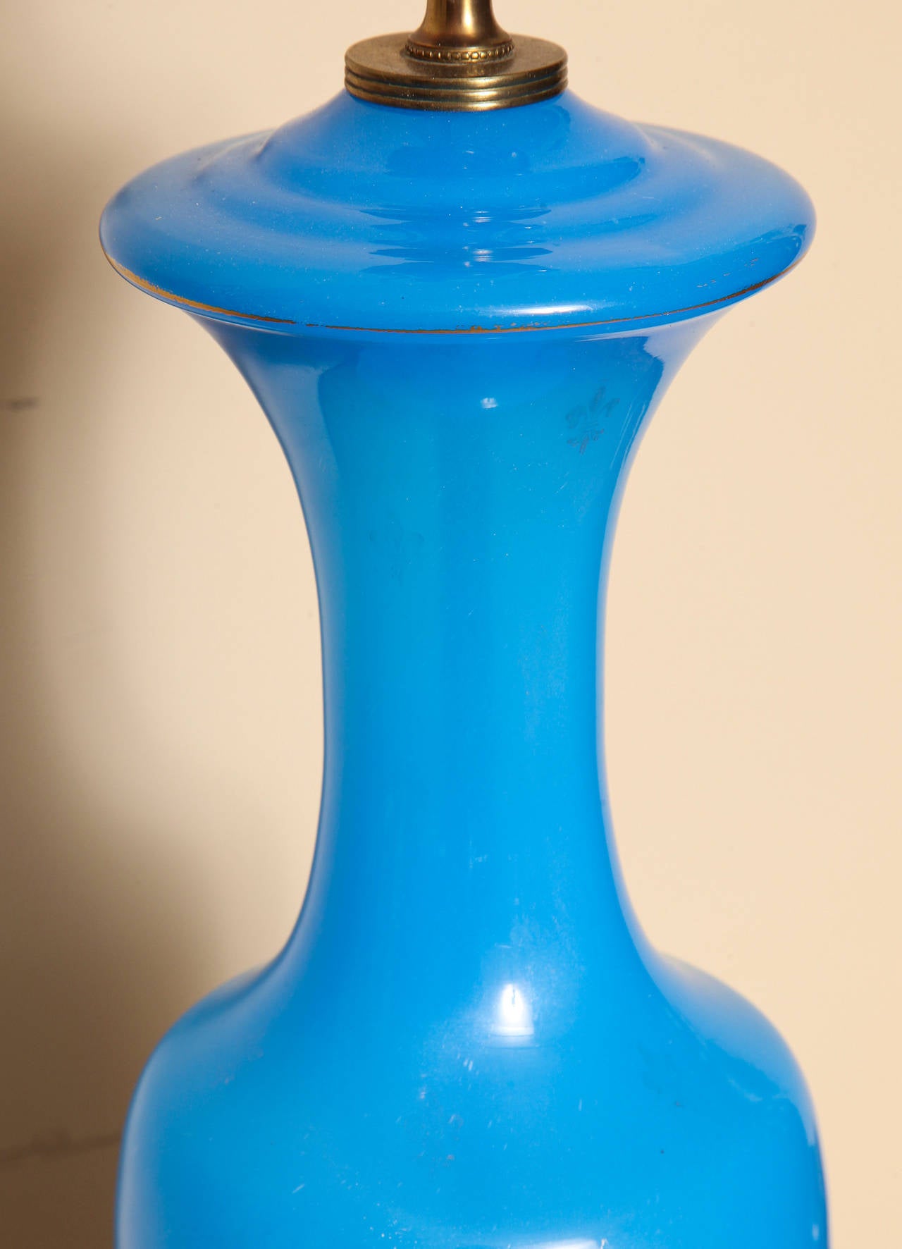 Pair of French Blue Opaline Table Lamps at 1stDibs