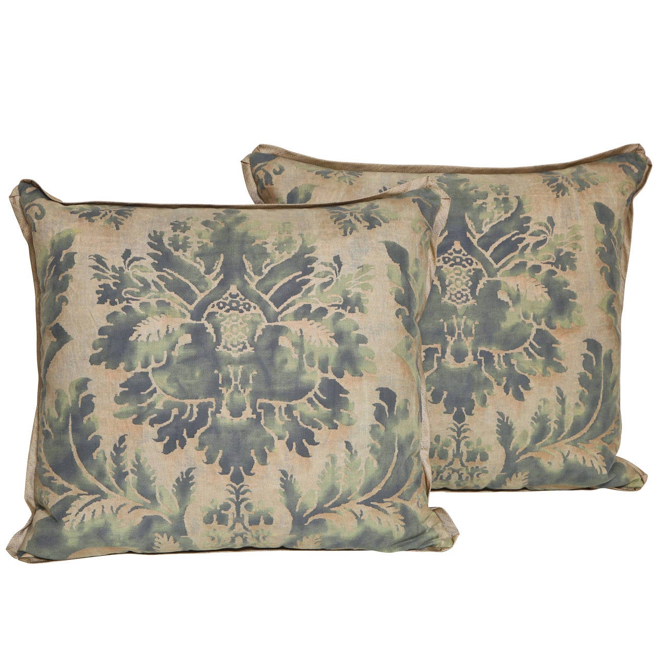 Pair of Fortuny Fabric Cushions in the Glicine Pattern at 1stDibs