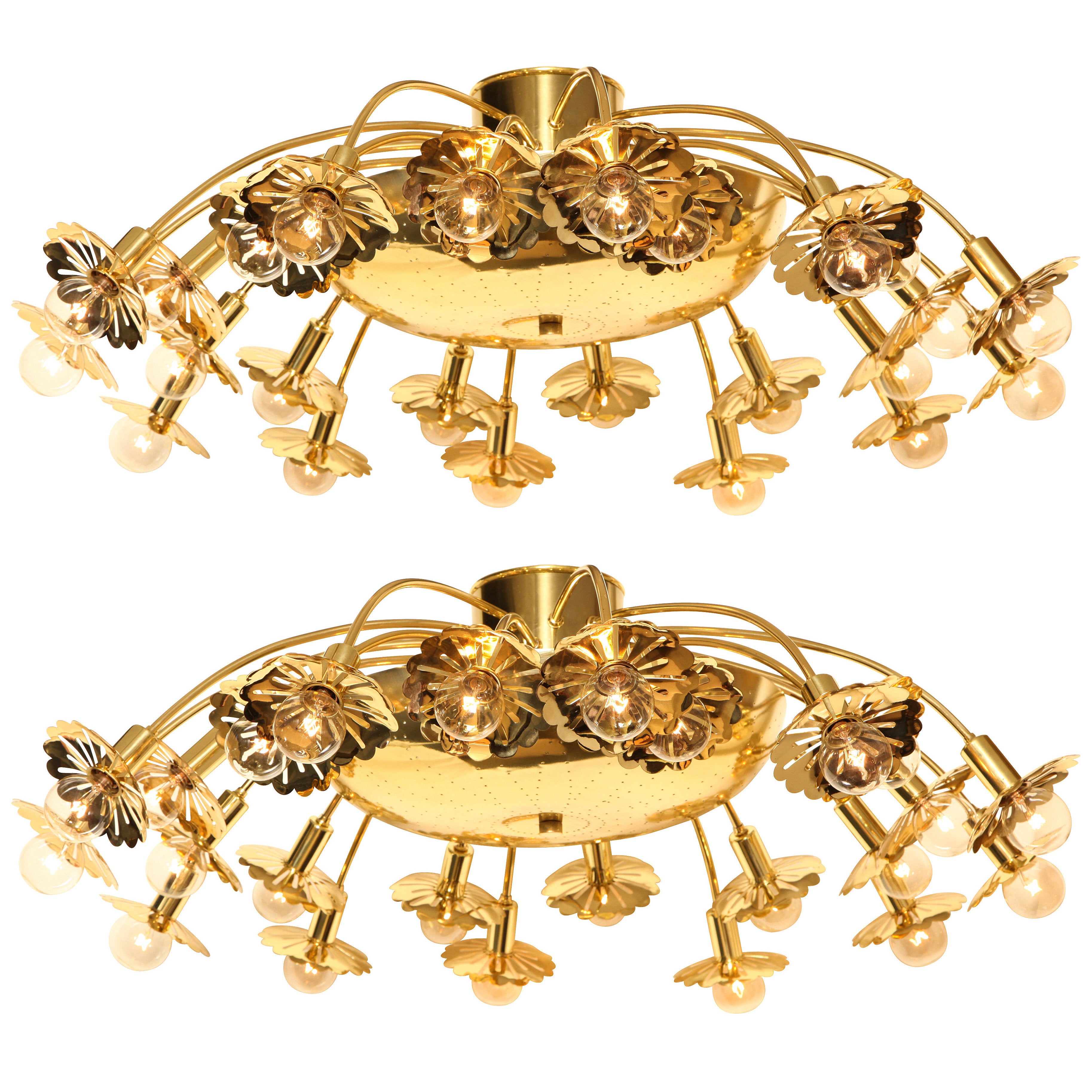 A Pair of Paavo Tynell Ceiling Mounted 24-Light Fixtures at 1stDibs