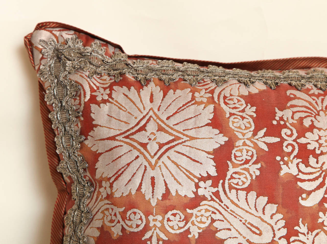Fortuny Fabric Cushion in the Impero Pattern at 1stDibs