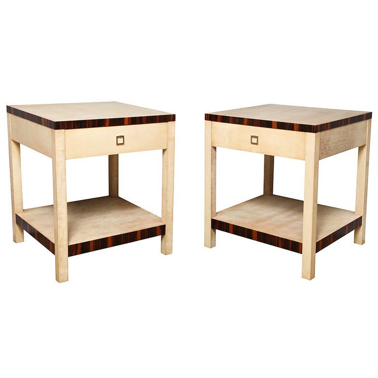 Pair of Jean-Michel Frank Style Parchment Veneered Side Tables at 1stDibs
