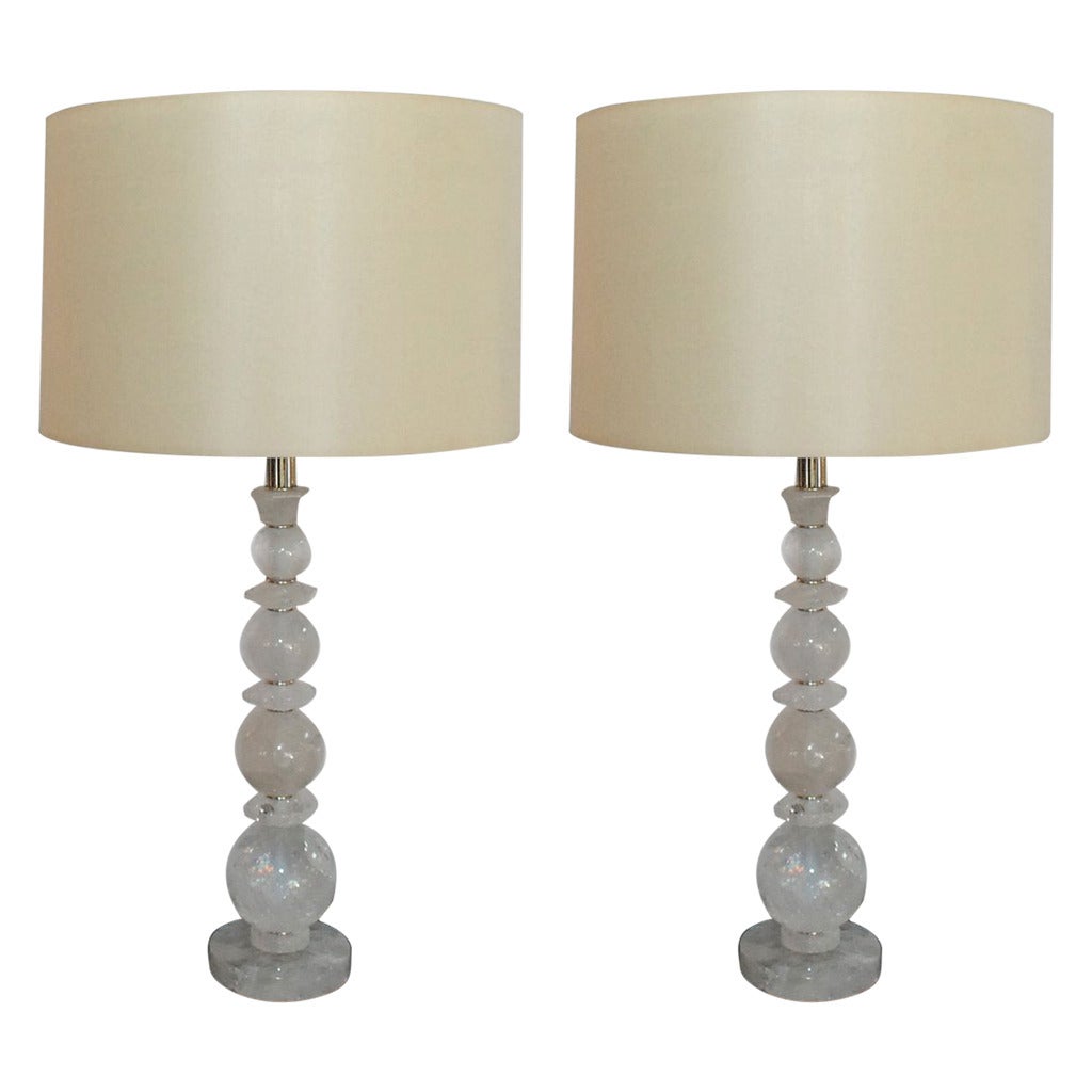 Pair of Unique Rock Crystal Table Lamps at 1stdibs