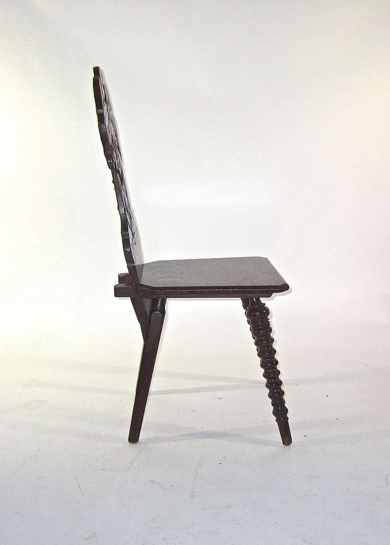 Two Stabellen Carved-Face Chairs For Sale at 1stDibs