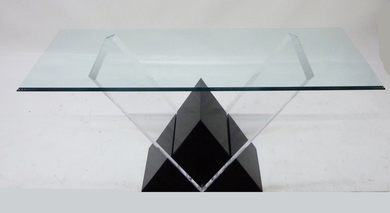 Architectural Two Tone Lucite Console Table at 1stDibs