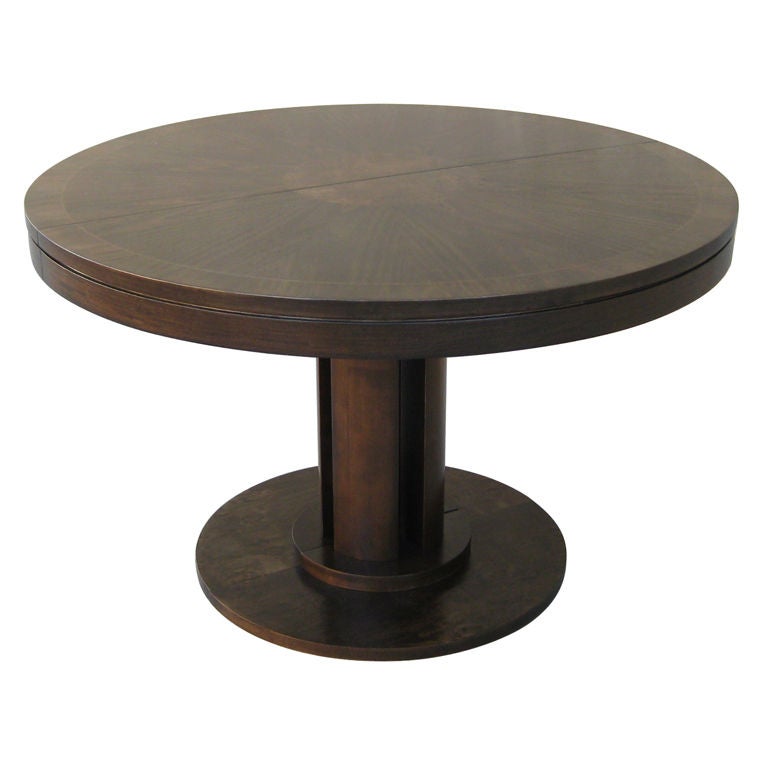 Dark Walnut Pedestal Dining Table by Baker at 1stDibs