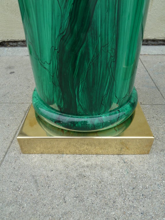 Mid-Century Dramatic Malachite Finish Columns, Pair at 1stDibs