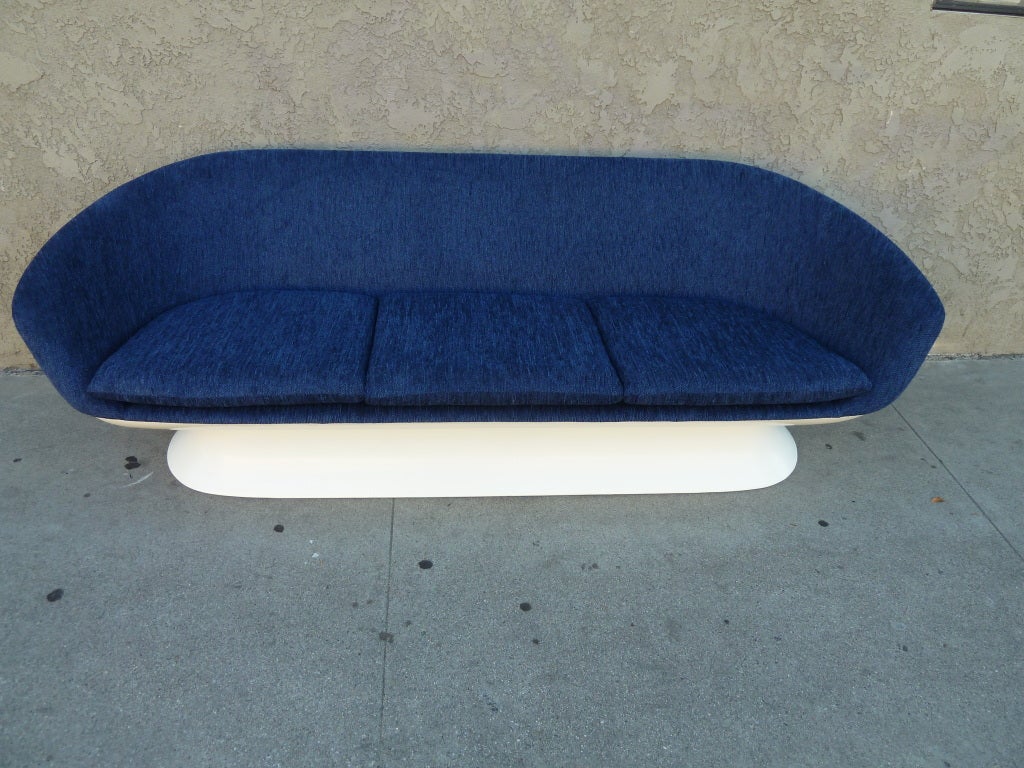 Mod Three Seat Sofa with Lacquered Fiberglass Base at 1stDibs