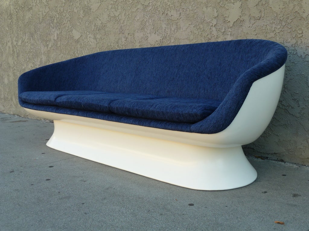 Mod Three Seat Sofa with Lacquered Fiberglass Base at 1stDibs
