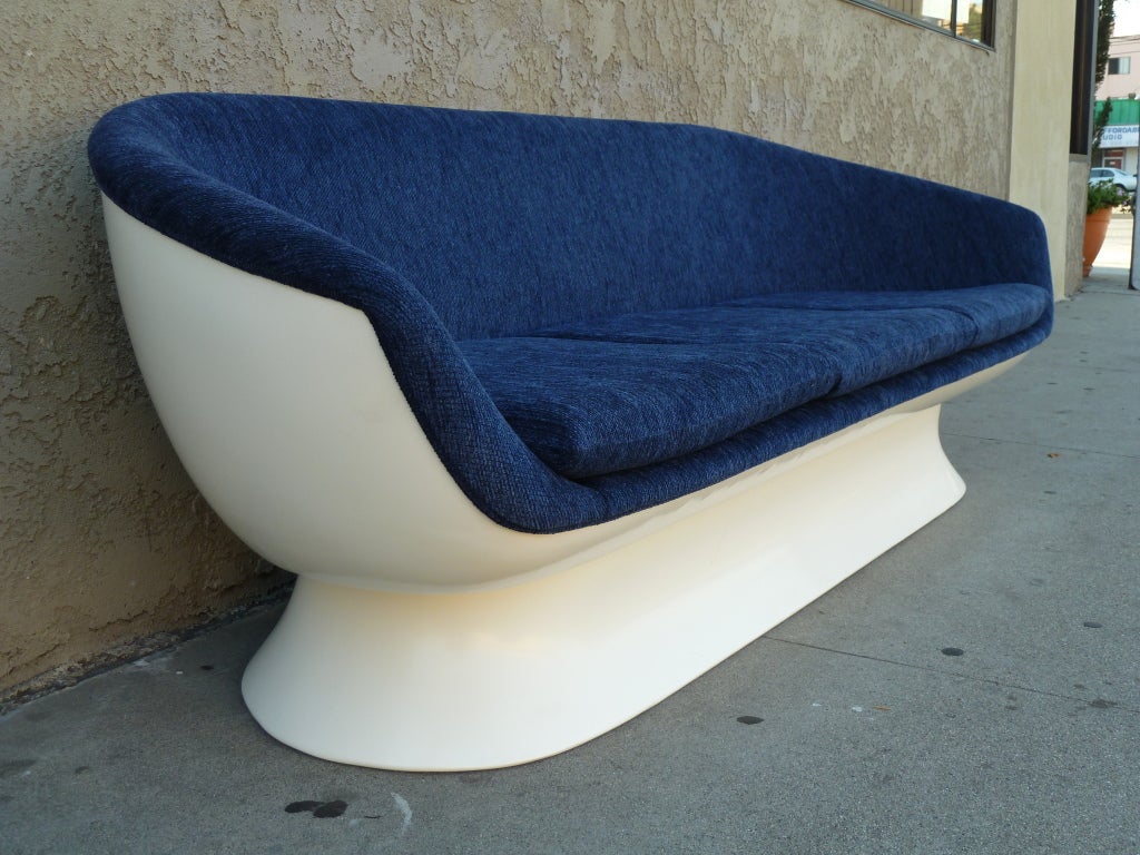 Mod Three Seat Sofa with Lacquered Fiberglass Base at 1stDibs