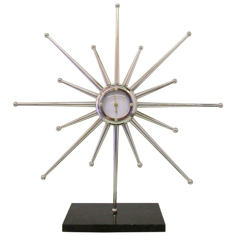 Space Age Chrome Starburst Clock at 1stDibs | starburst clocks
