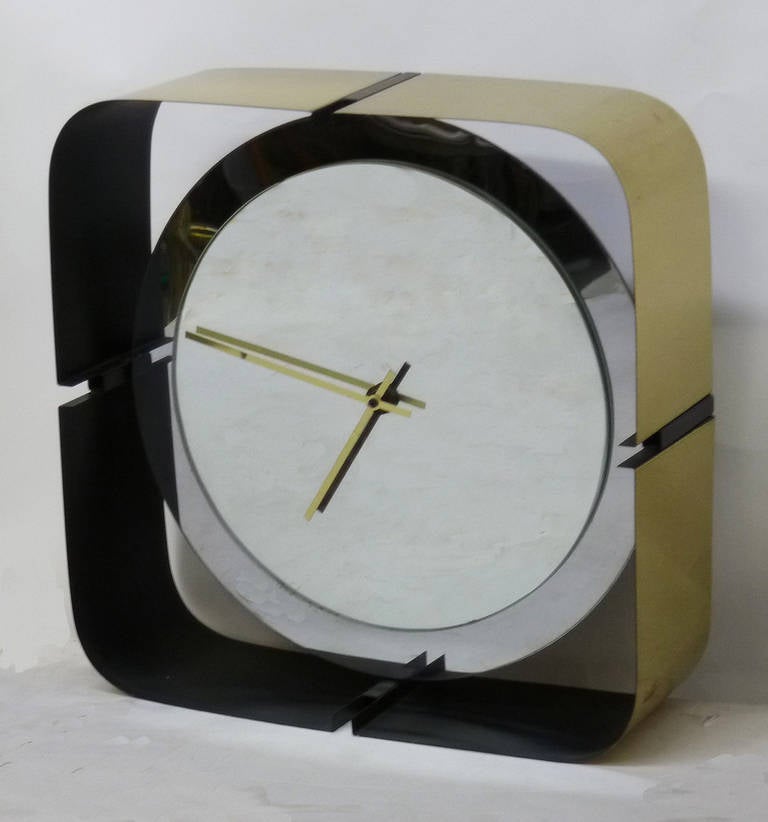 Rare Brass Clock by Curtis Jere at 1stDibs