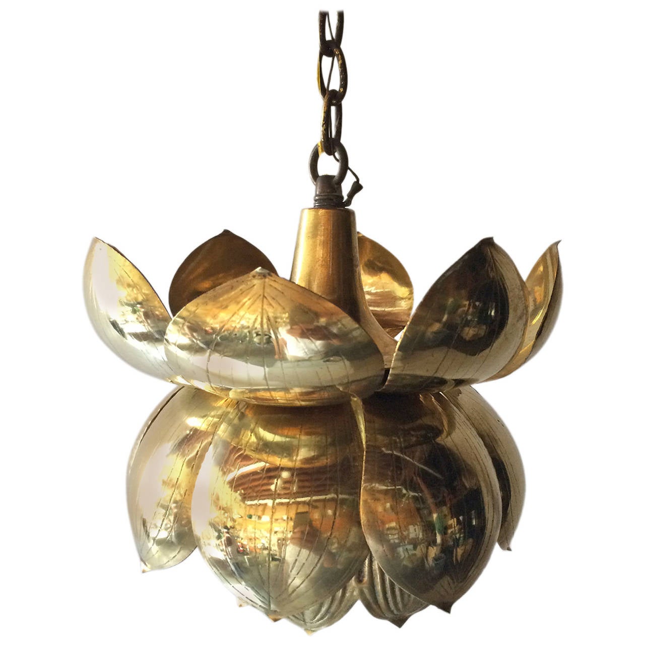 Little Brass Lotus Pendant Lamp by Feldman at 1stDibs