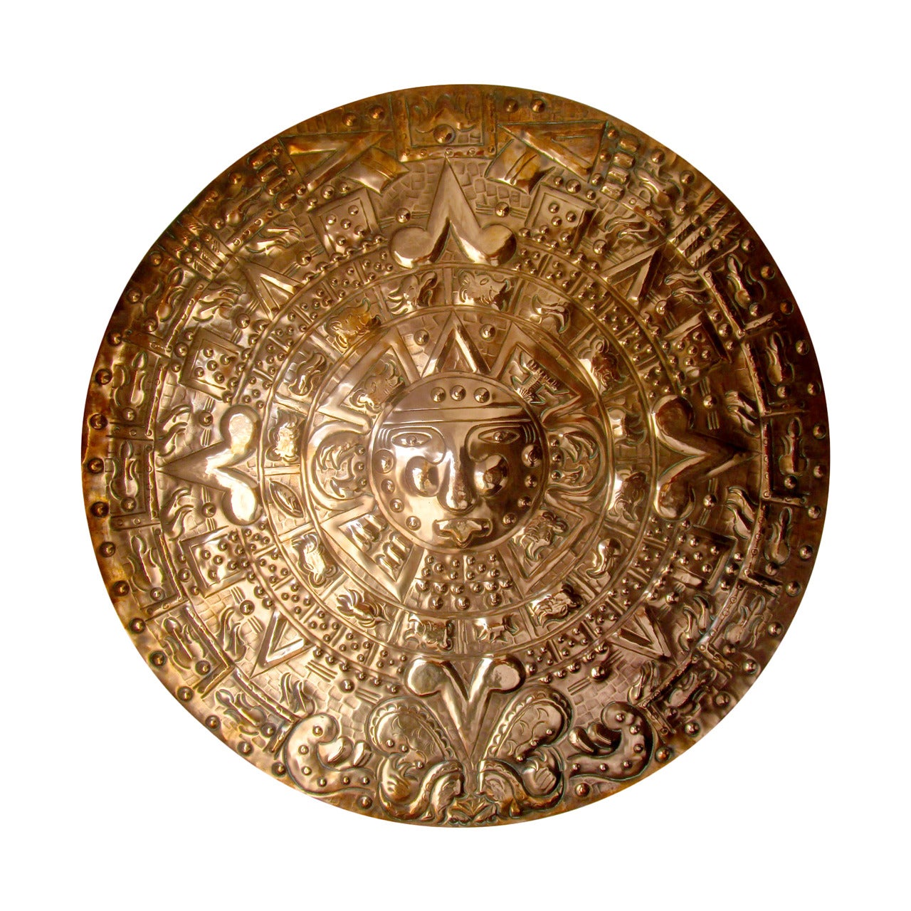A Large Mexican Solar Motif Brass Wall Medallion at 1stDibs