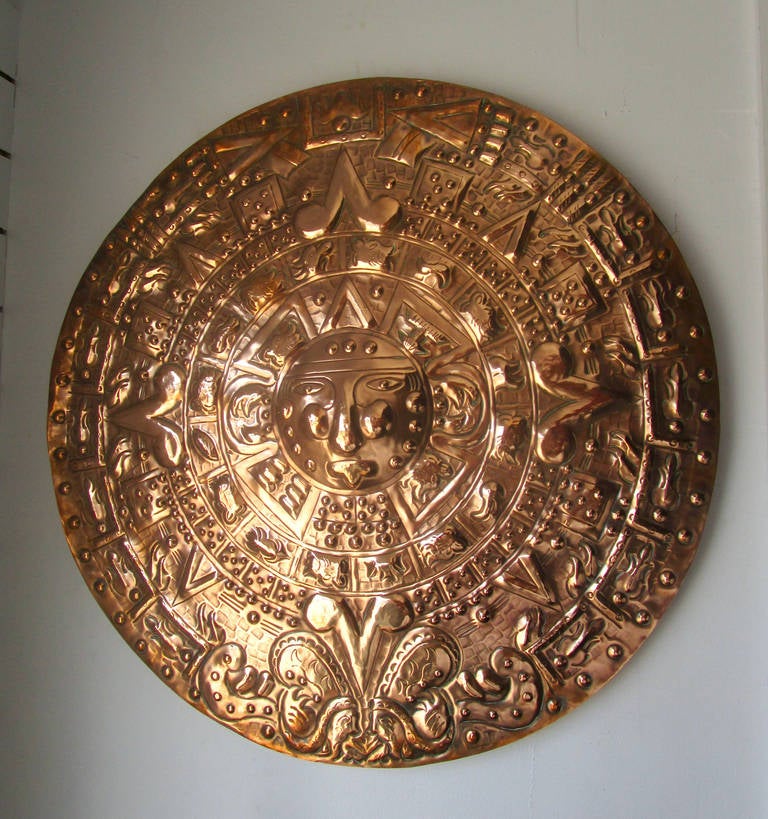 A Large Mexican Solar Motif Brass Wall Medallion at 1stDibs