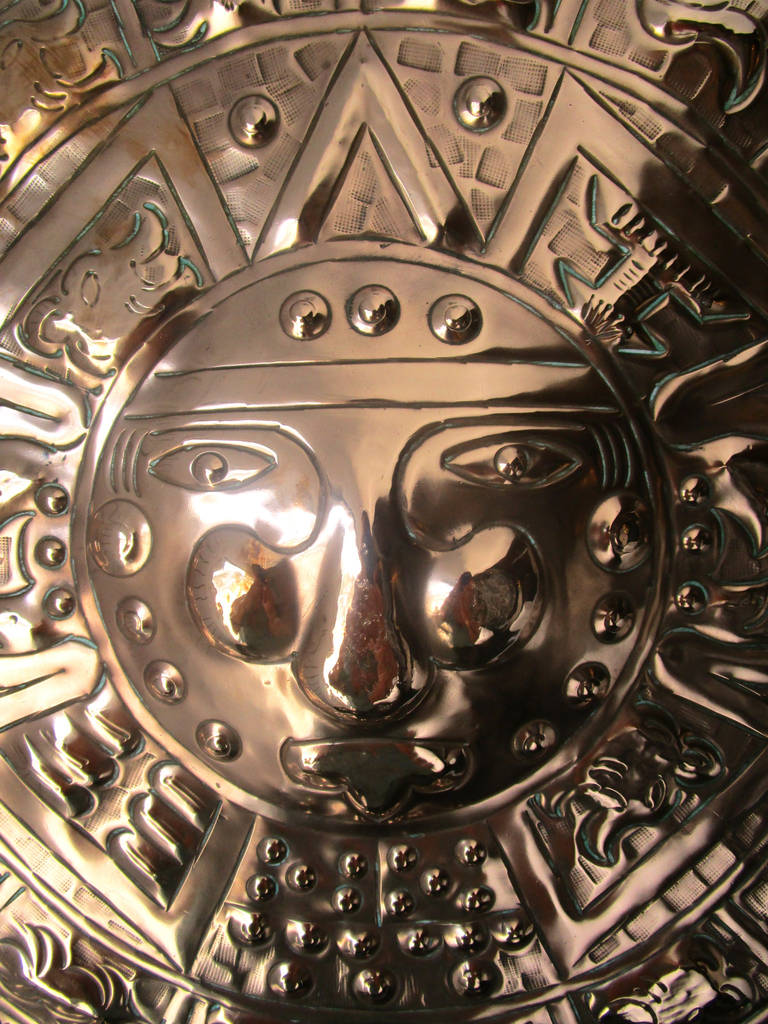 A Large Mexican Solar Motif Brass Wall Medallion at 1stDibs