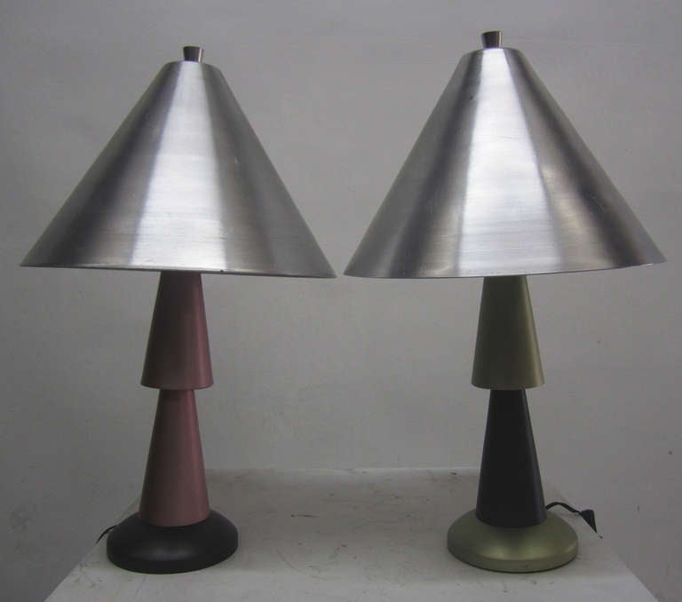 Memphis-Style Aluminum Table Lamps, Pair at 1stDibs