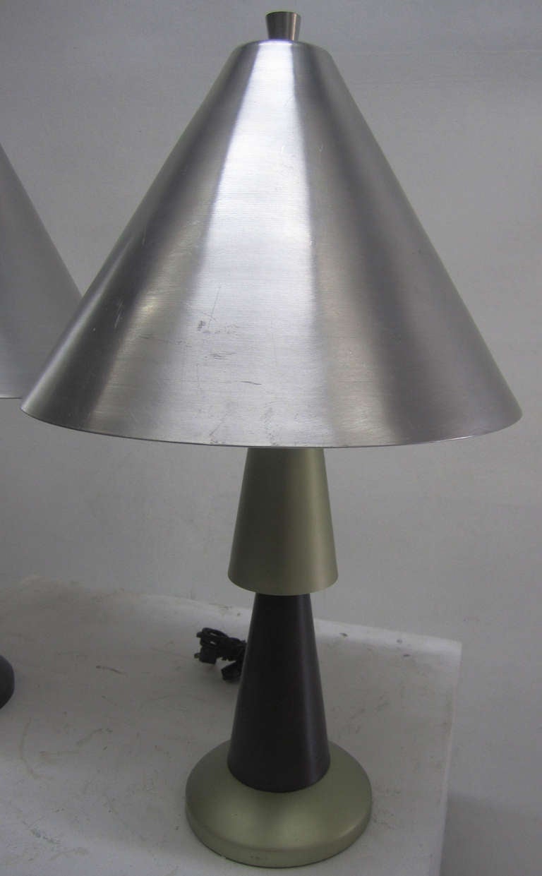 Memphis-Style Aluminum Table Lamps, Pair at 1stDibs