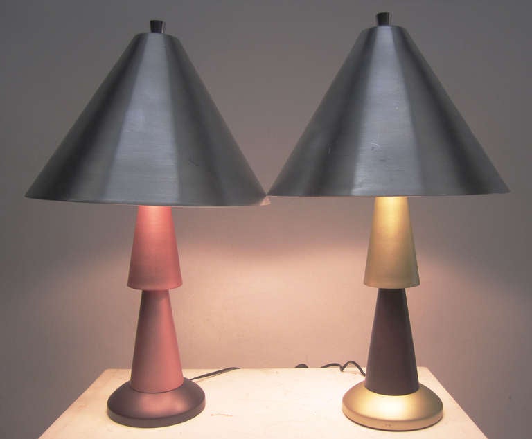 Memphis-Style Aluminum Table Lamps, Pair at 1stDibs