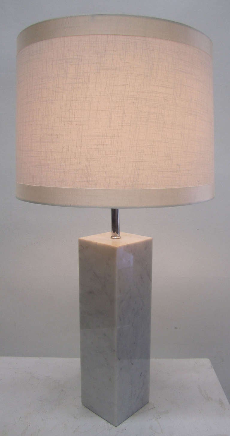 Architectonic Marble Table Lamp Attributed to Von Nessen at 1stDibs