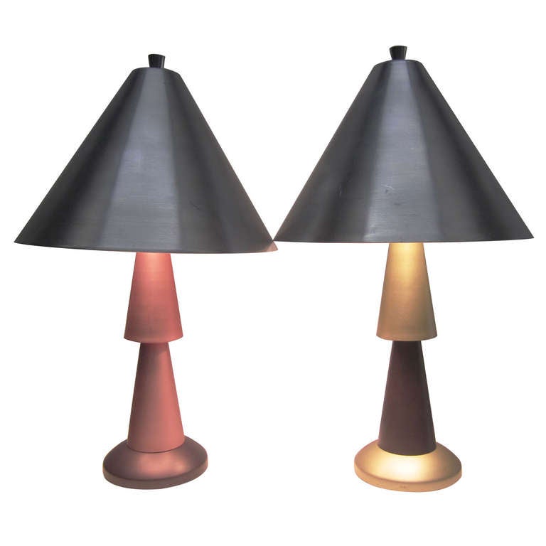 Memphis-Style Aluminum Table Lamps, Pair at 1stDibs