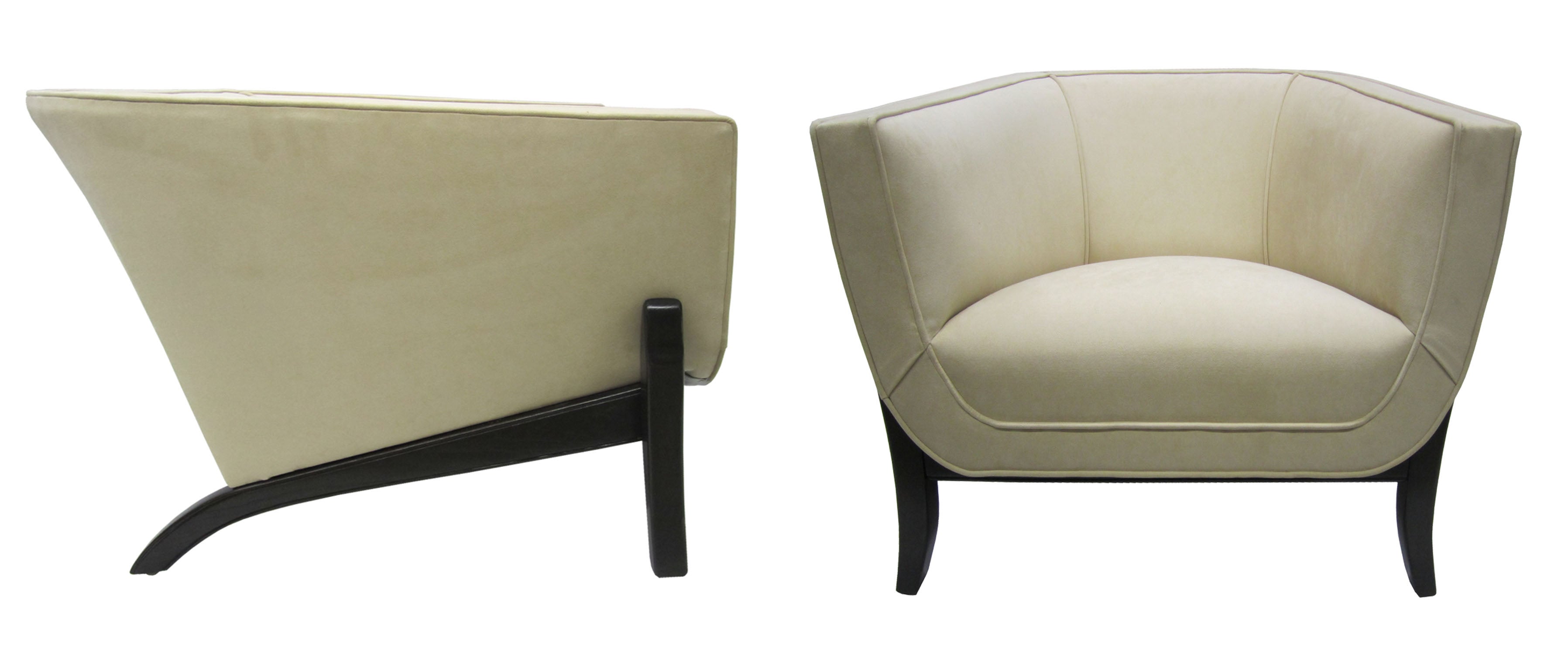Elegant Faceted 1960s Barrel Chairs, Pair at 1stDibs
