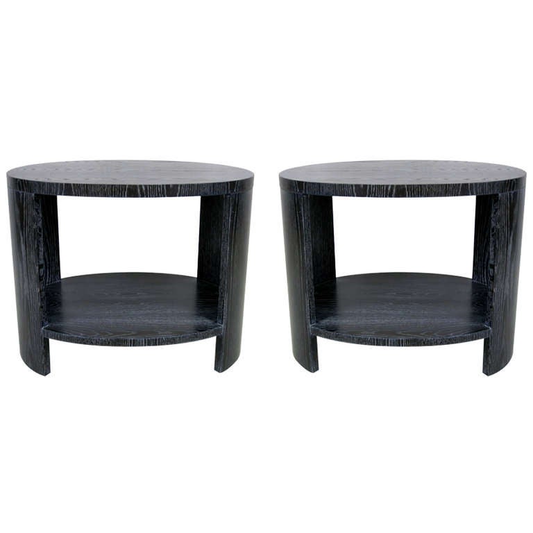 Pair of Ebonized Ceruse Oak Side Tables by Jay Spectre at 1stDibs