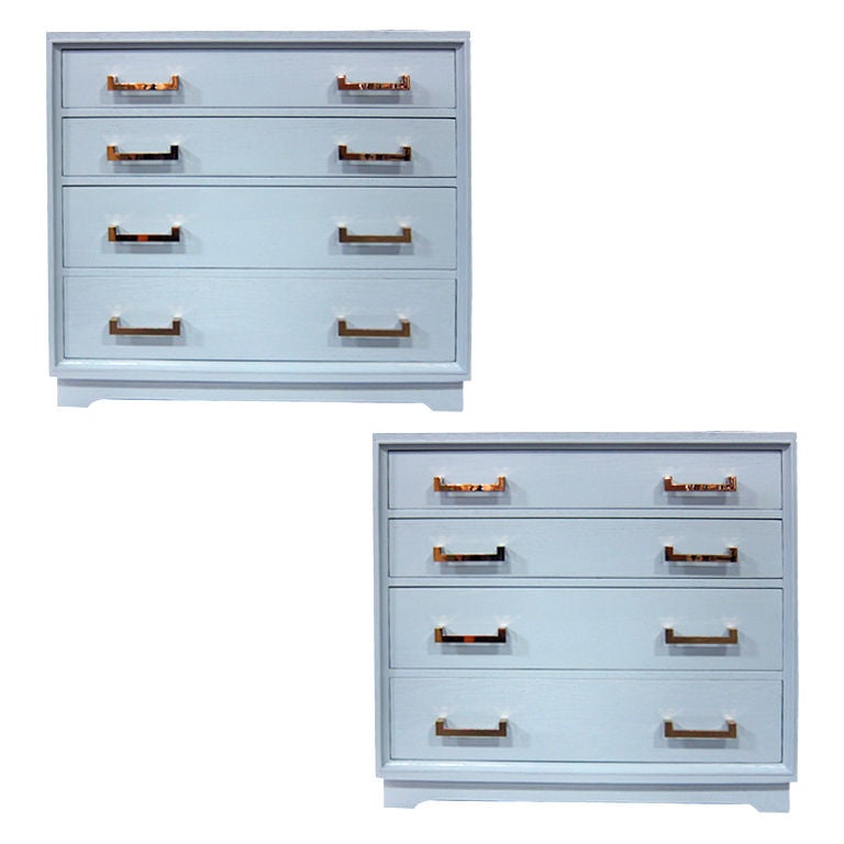 Pair of Mist Blue Lacquer Bachelor's Chests at 1stDibs