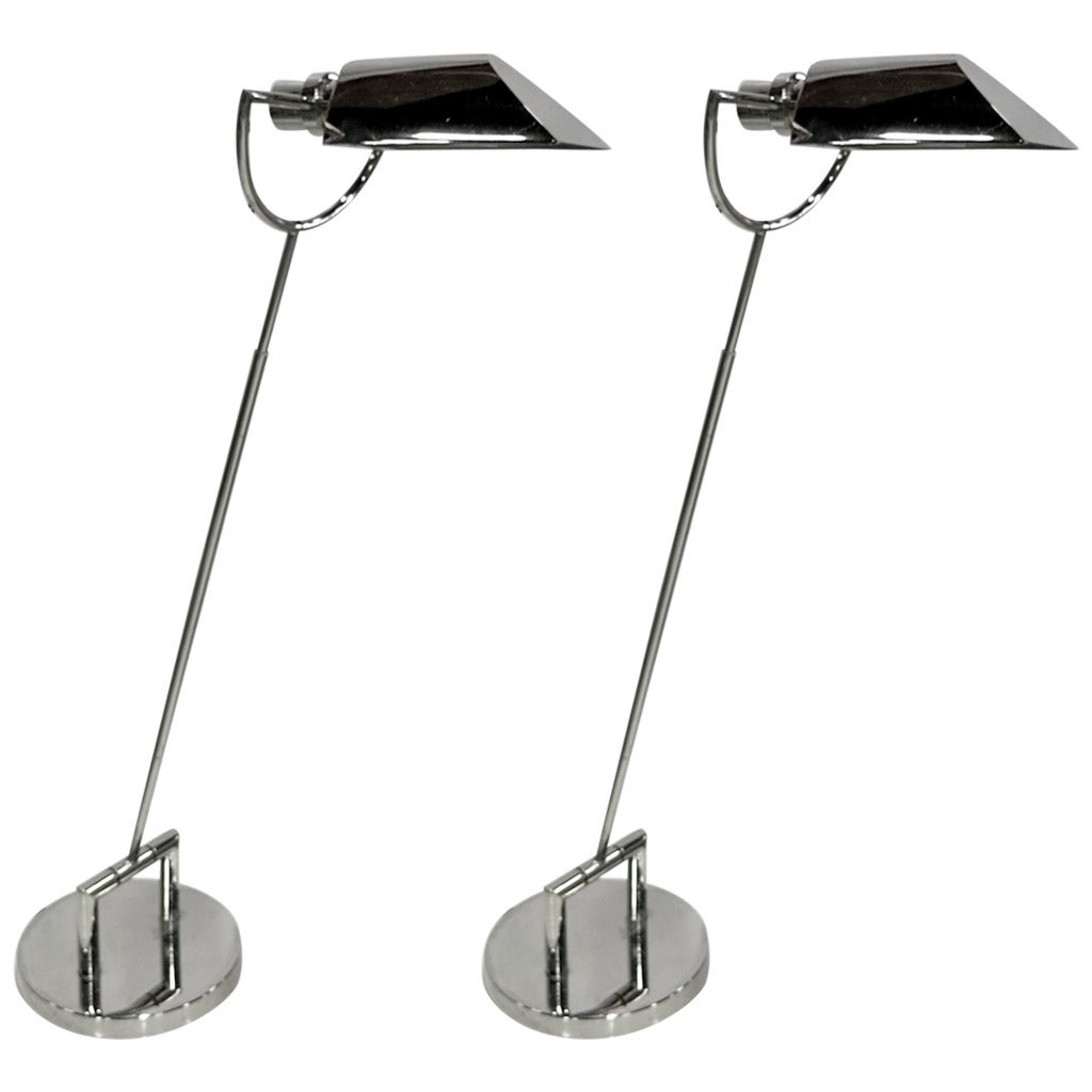 Rare Pair of Nickel Task Lamps by Peter Marino at 1stDibs