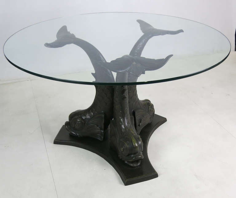 Large Scale Patinated Bronze Venetian Dolphin Dining Table For Sale at ...