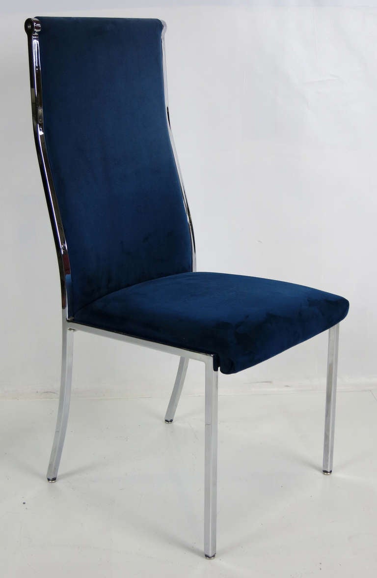 Exceptional Set of Eight Chrome Dining Chairs in the style of Pace For ...