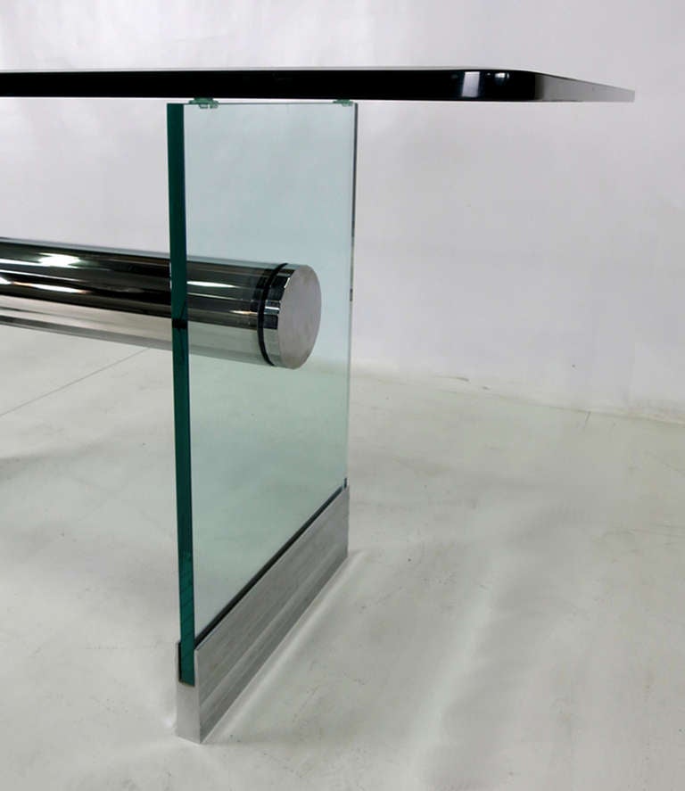 Chrome and Glass Writing Desk by Pace at 1stDibs