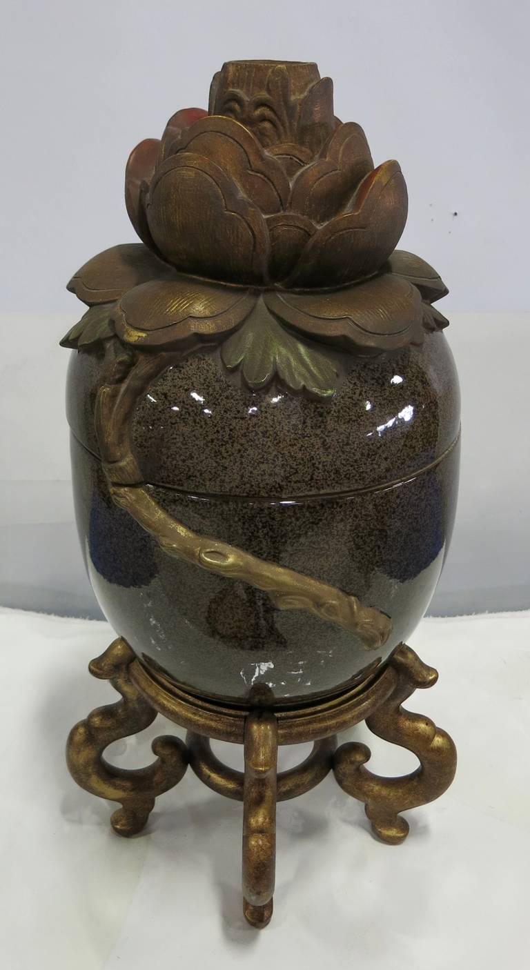 Large-Scale Ceramic Lotus Centerpiece by Chapman at 1stDibs