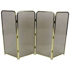 Karl Springer Folding Glass Fire Screen at 1stdibs