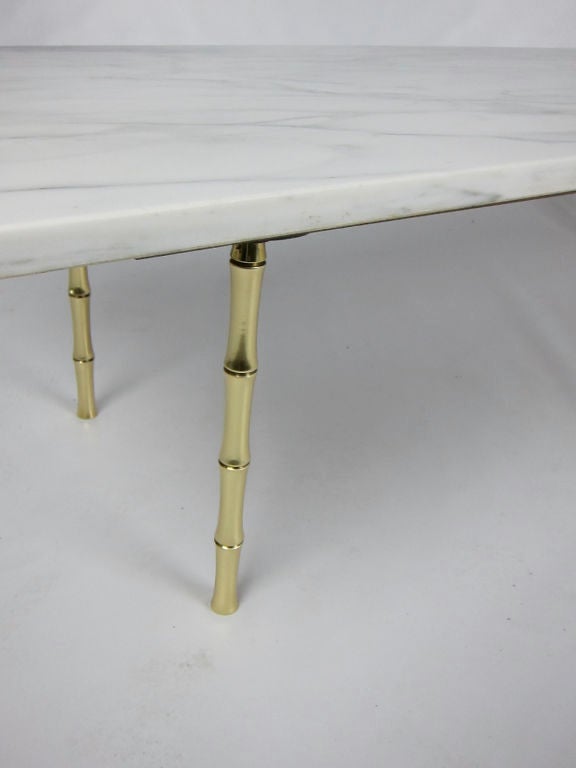 Italian Marble Coffee Table with Brass Faux Bamboo legs at 1stDibs ...