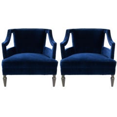 Pair of Open Arm Lounge Chairs at 1stDibs