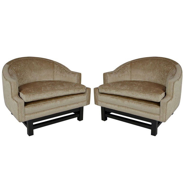 Pair of Scoop Back Club Chairs in the style of Harvey Probber at 1stDibs