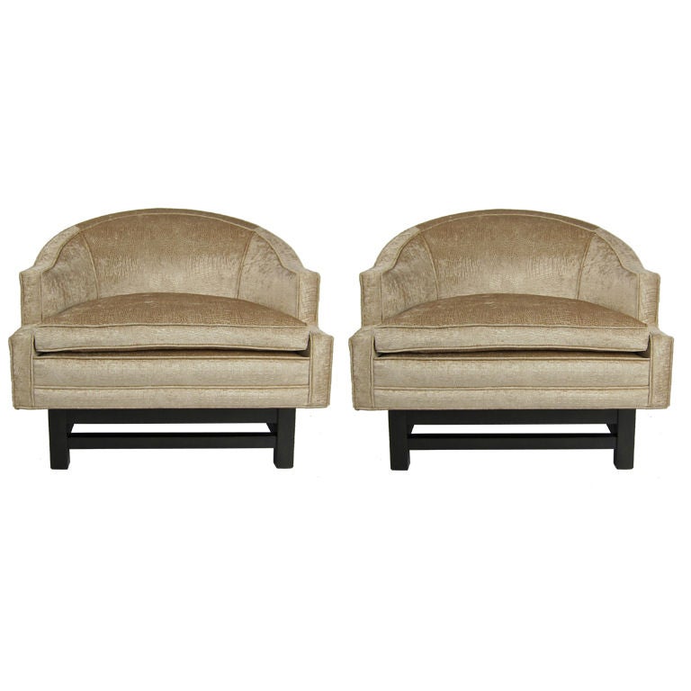 Pair of Scoop Back Club Chairs in the style of Harvey Probber at 1stDibs
