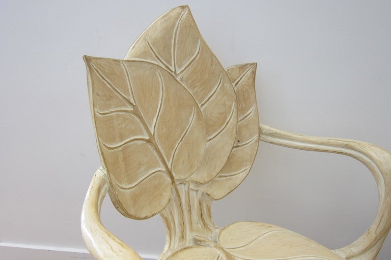 Pair of Leaf Carved Wood Chairs. at 1stDibs