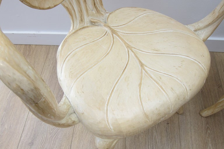 Pair of Leaf Carved Wood Chairs. at 1stDibs