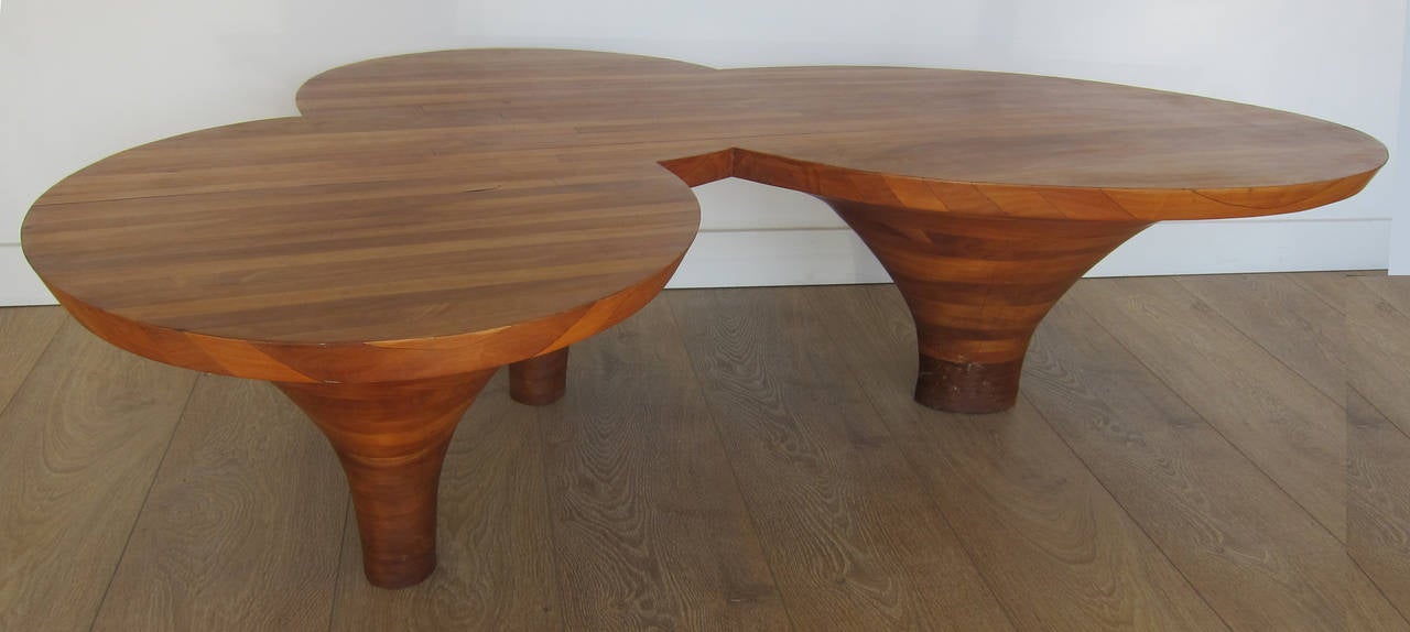 Sculptural Stack Laminated Walnut Coffee Table at 1stDibs