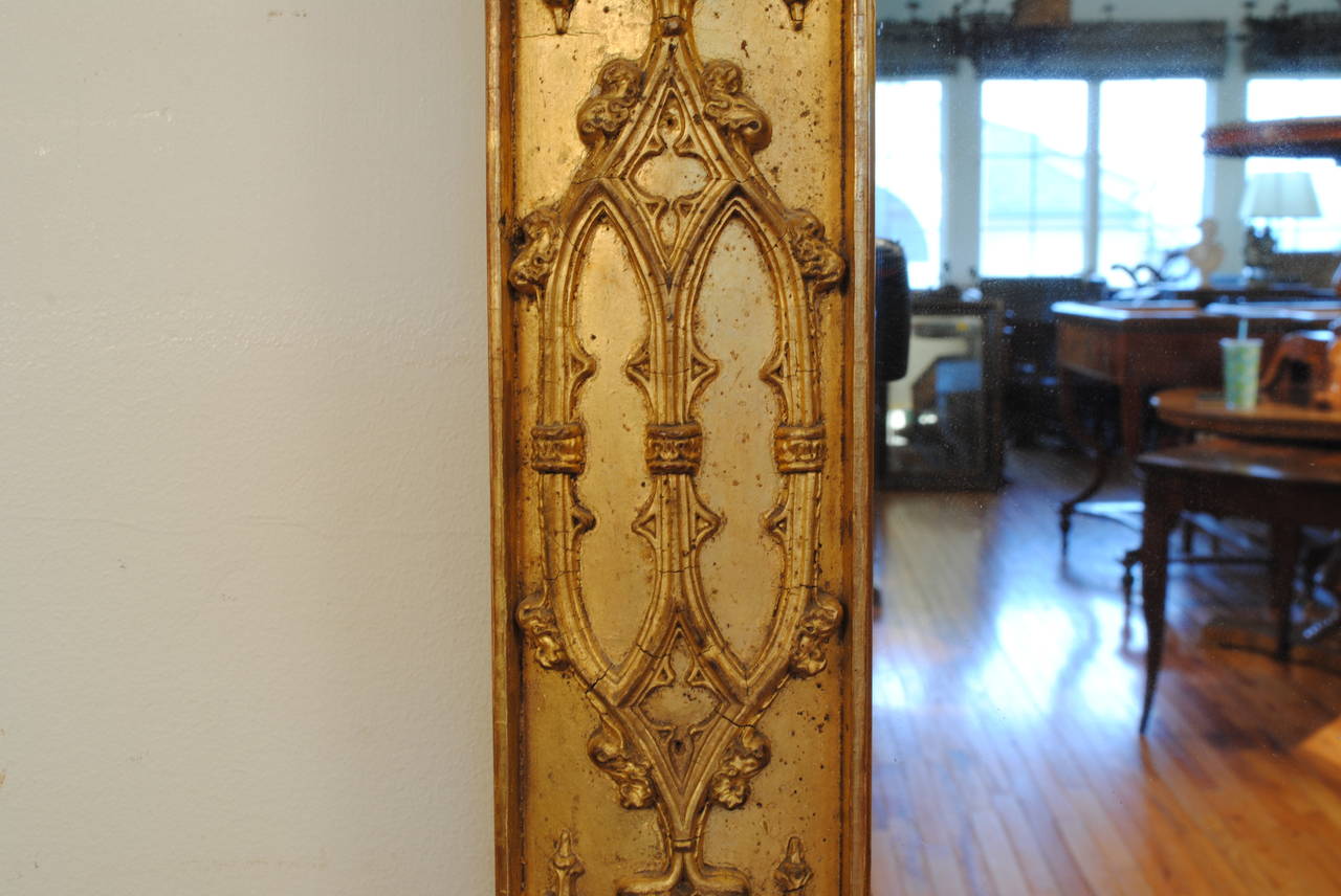 French Neo-Gothic Giltwood and Gilt Gesso Mirror at 1stDibs