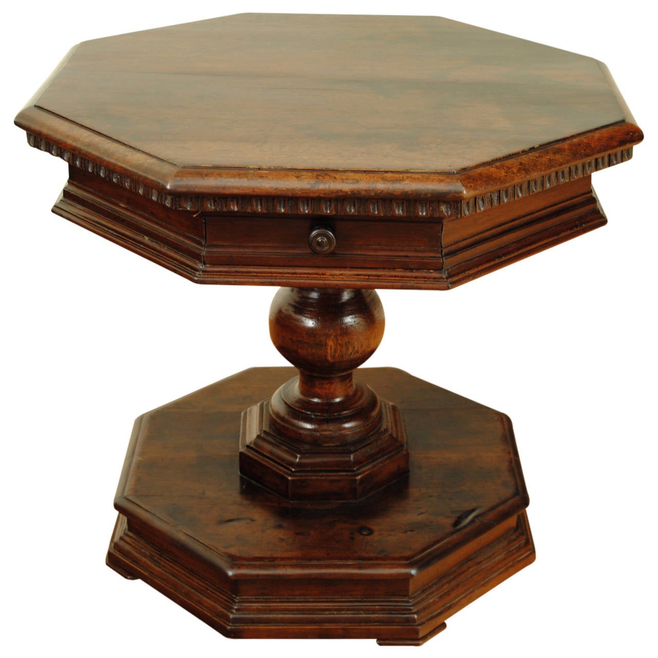 Italian Baroque Walnut Octagonal Center Table at 1stDibs