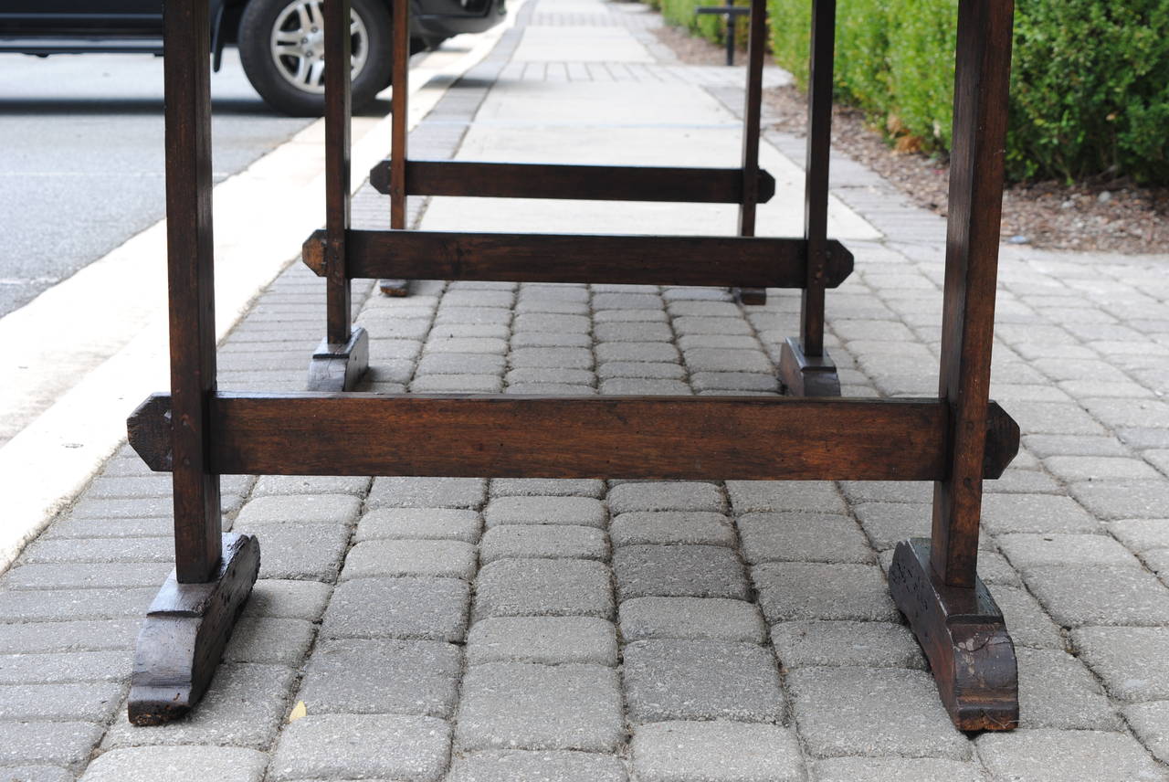 French Stained Pinewood Large Triple Trestle Dining Table at 1stDibs