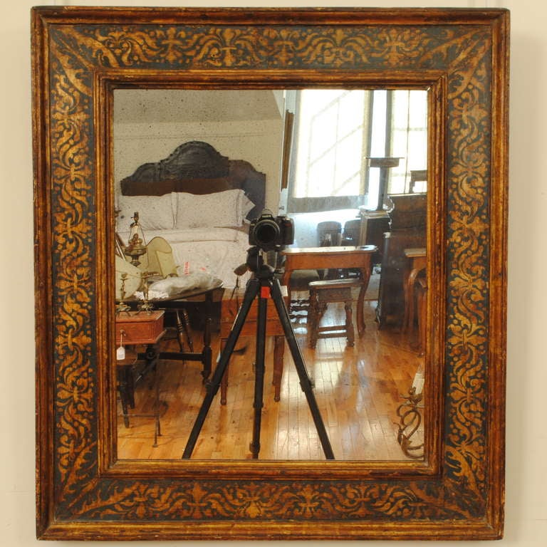 An Italian Late Renaissance Period Painted and Parcel-Gilt Frame/Mirror ...