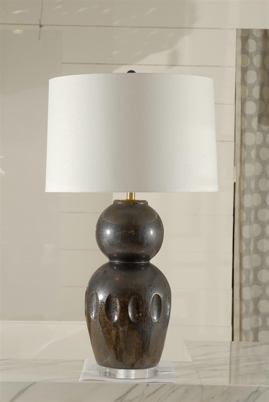 Pair of Gunmetal Lamps For Sale at 1stDibs