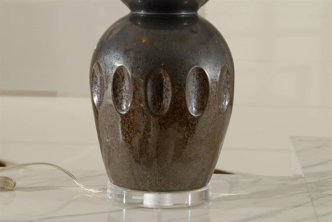 Pair of Gunmetal Lamps For Sale at 1stDibs