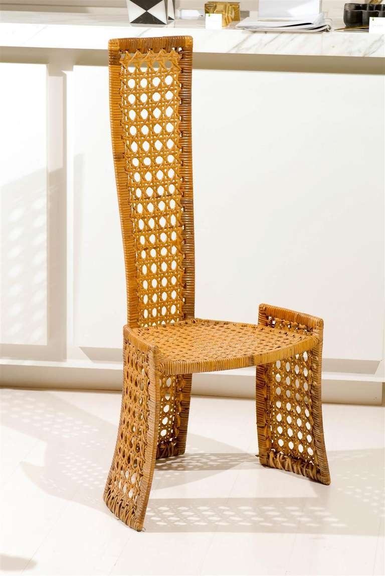 Rattan High Back Side Chair For Sale at 1stDibs