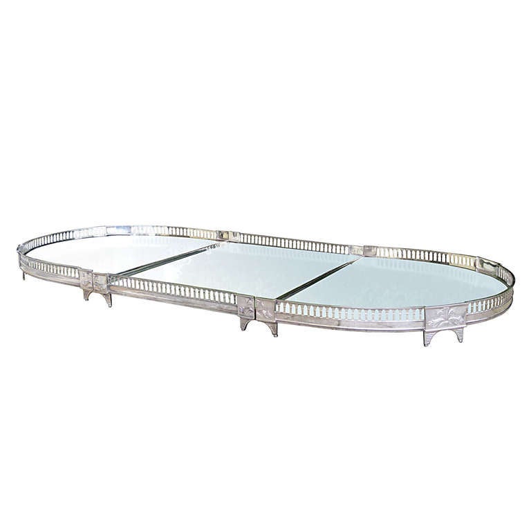 19thc English Large Three-piece Silverplate and Glass Plateau at 1stDibs