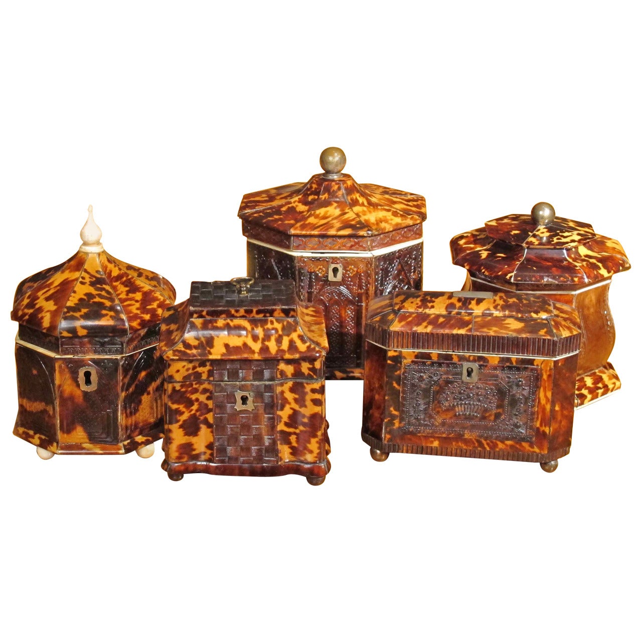 Collection of Pressed Tea Caddies at 1stDibs