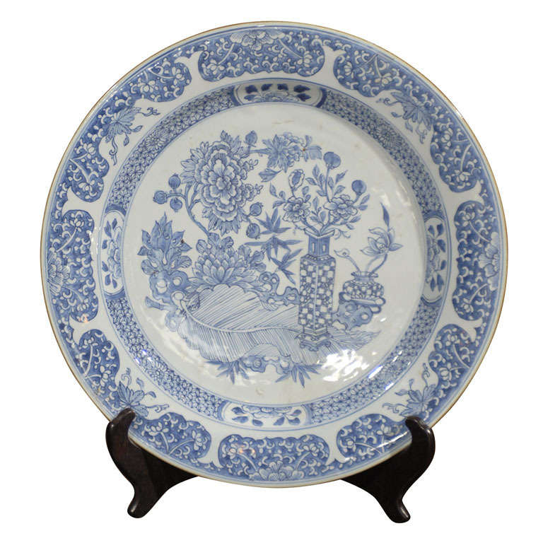 Large 18th C. Blue/White Plate For Sale at 1stDibs